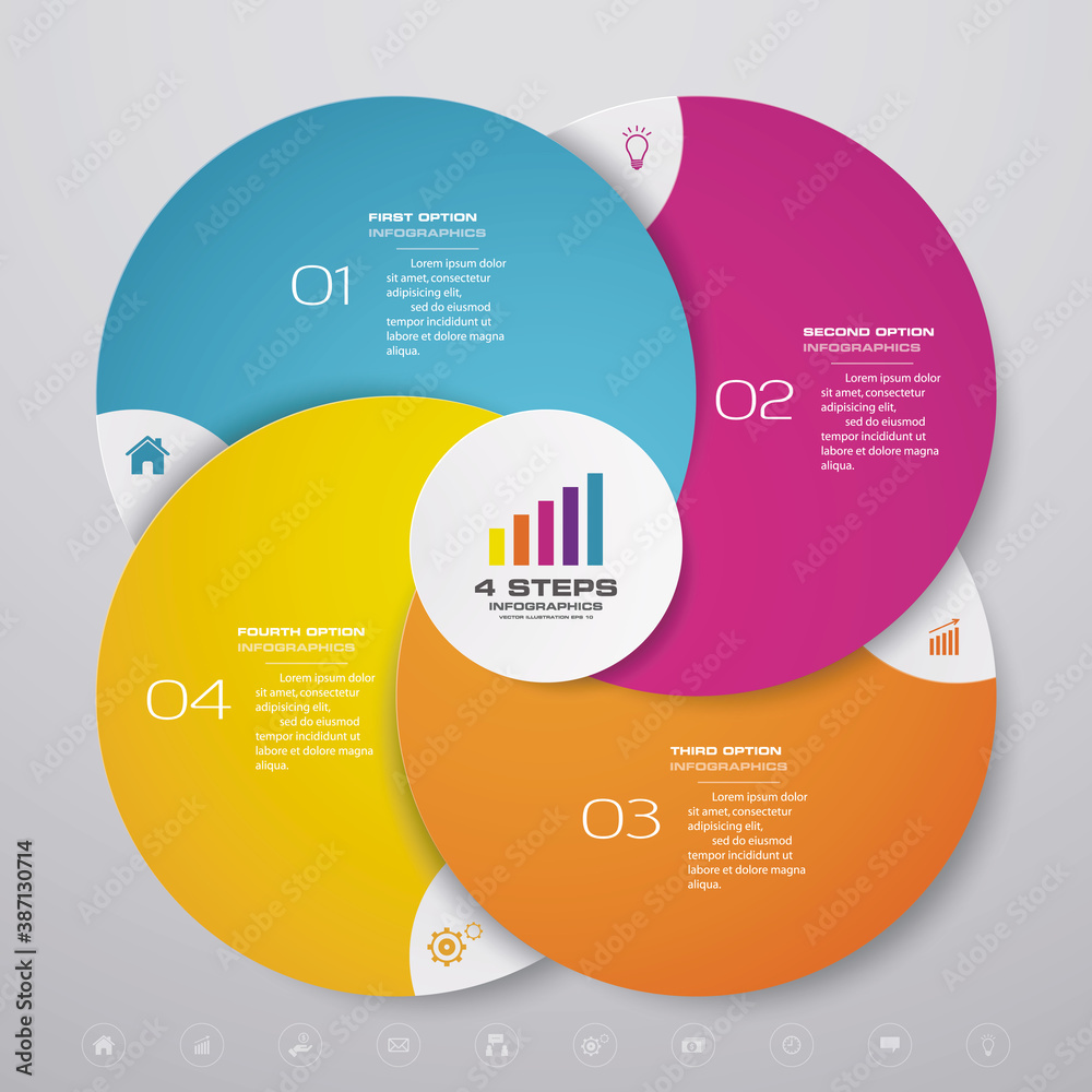 4 steps simple&editable process chart infographics element. EPS 10 ...