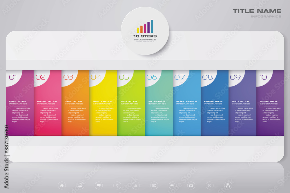 10 steps simple&editable process chart infographics element. EPS 10 ...