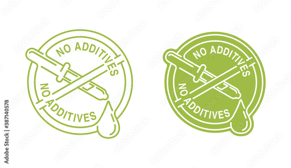 No additives thin line sign - crossed out eyedropper with harmful ...