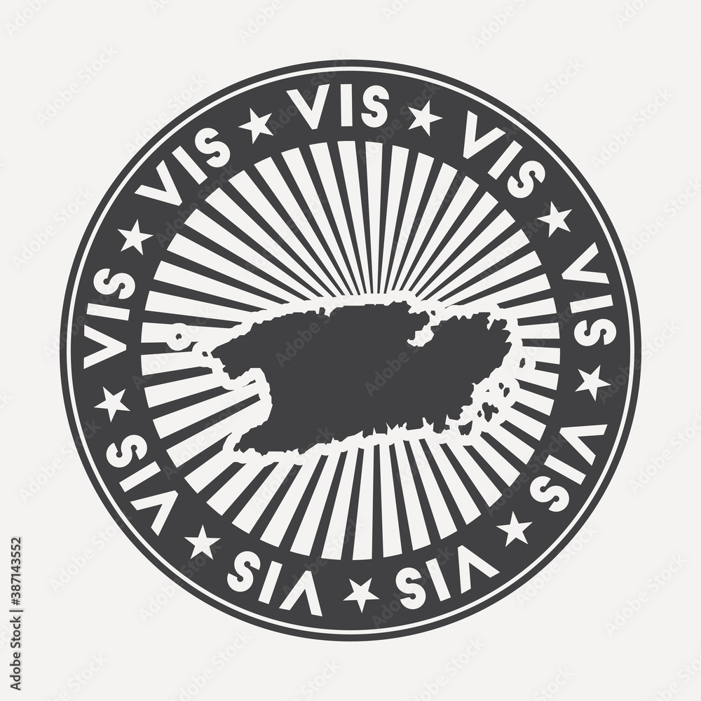 Vis round logo. Vintage travel badge with the circular name and map of ...