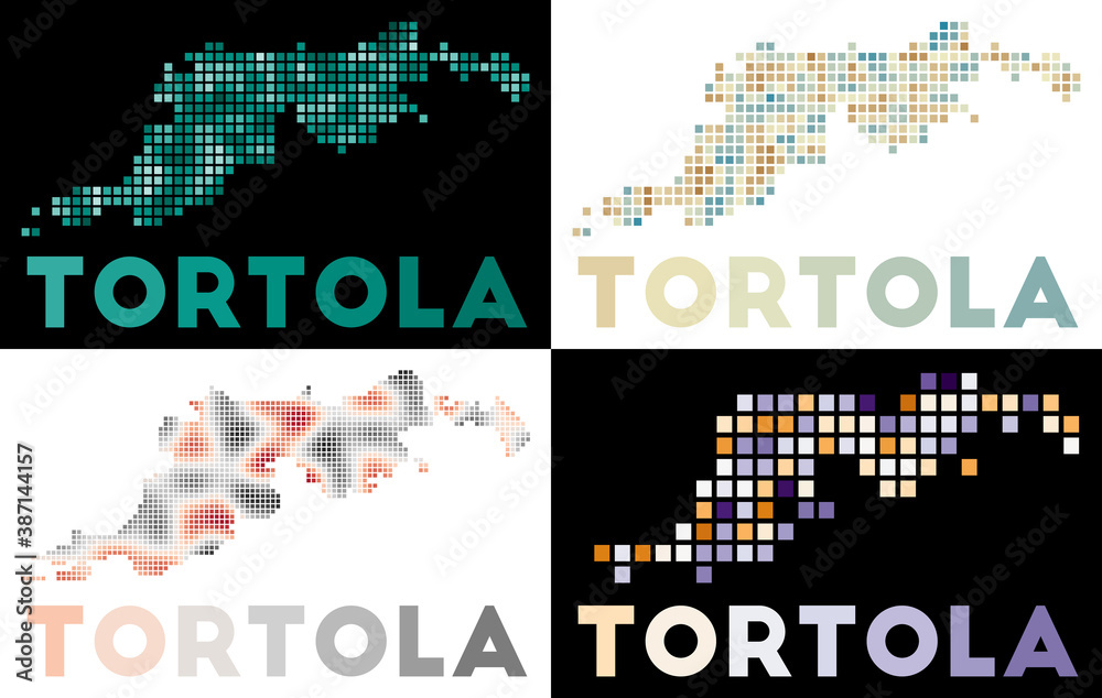 Tortola map. Collection of map of Tortola in dotted style. Borders of ...