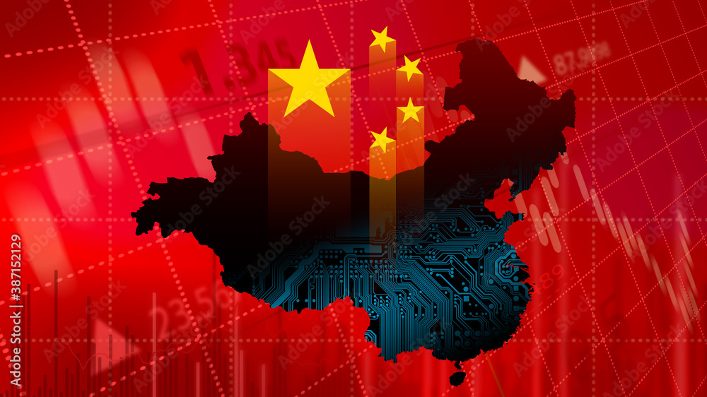 Chinese technology and finance concept. Abstract background of ...