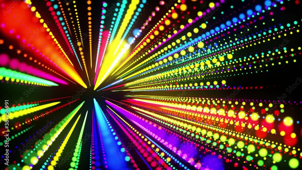 abstract 3d loop background with glowing particles lined up in a row in ...