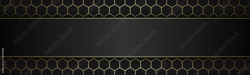 Geometric polygons header with free space for your text. Abstract black ...