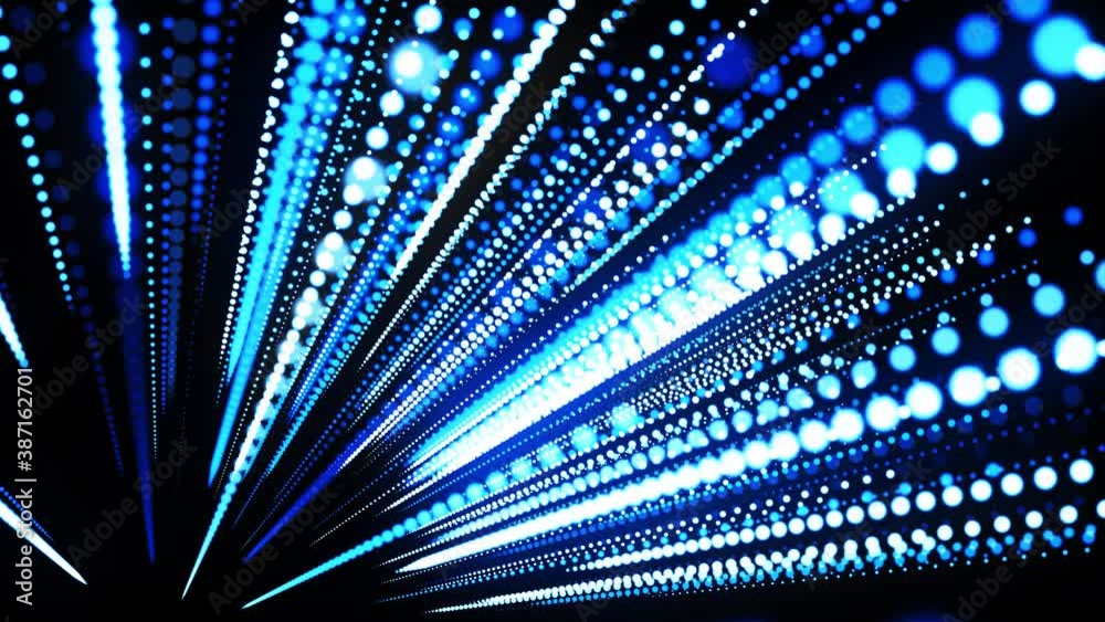 abstract 3d loop background with glowing particles lined up in rows in ...