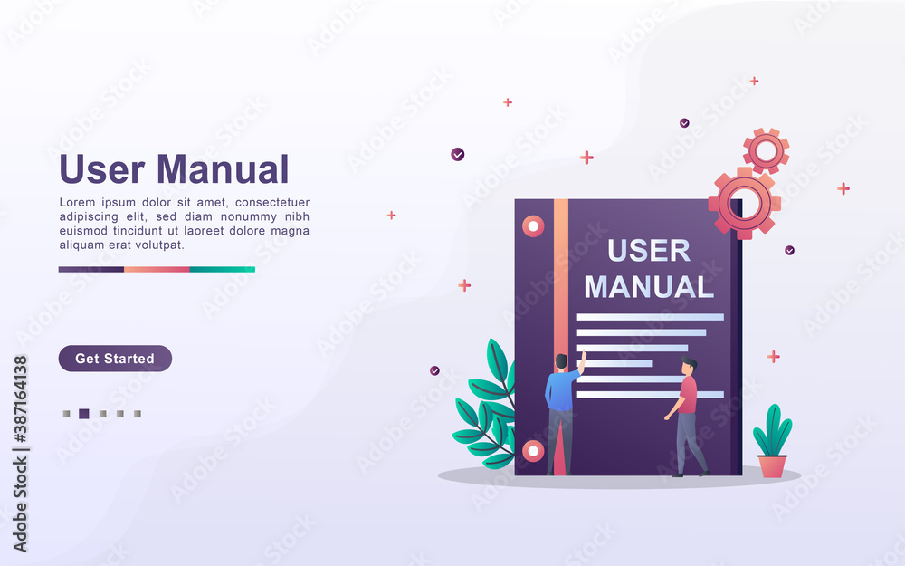 Landing page template of user manual in gradient effect style Stock ...