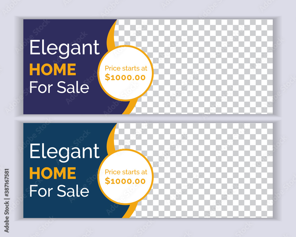 Real estate horizontal header web banner template. Real estate social ...