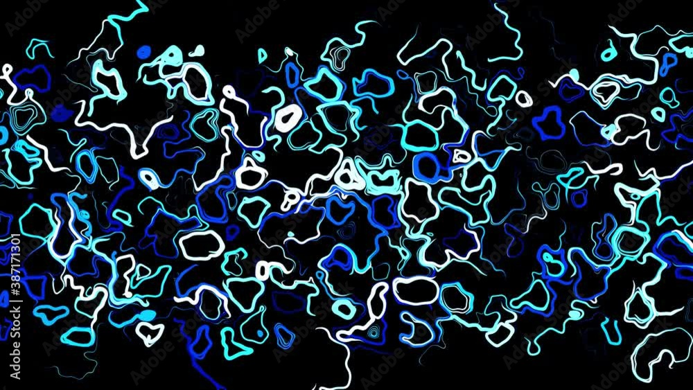 Abstract creative looped bg with curled lines like blue trails on ...