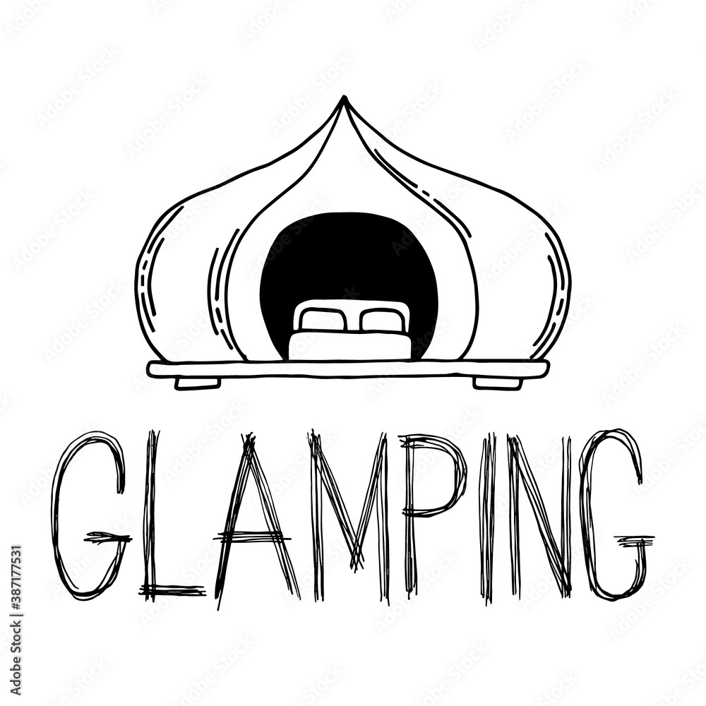 yurt. Vector illustration in doodle style. Outdoor goods and glamping ...