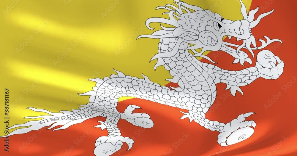 Flags of the world - flag of Bhutan. Waved highly detailed flag ...