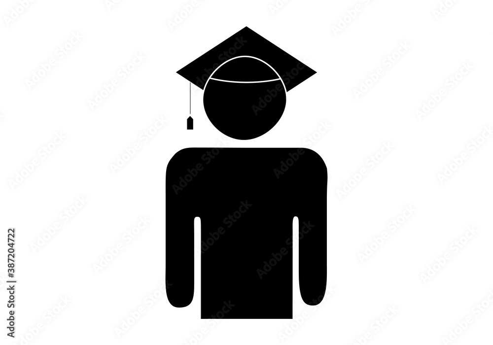 Icono negro de un estudiante Stock Vector | Adobe Stock