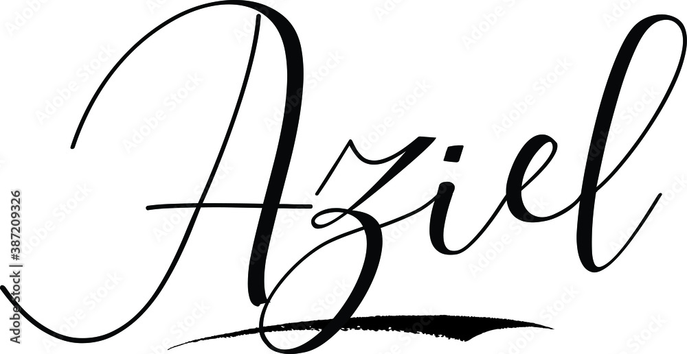 Vetor do Stock: Aziel -Male Name Cursive Calligraphy on White ...