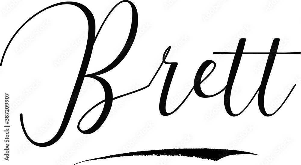 Brett -Male Name Cursive Calligraphy on White Background Stock Vector ...
