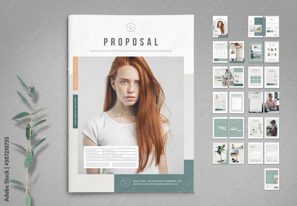 Business Proposal Template with Pale Green and Peach Elements Stock ...