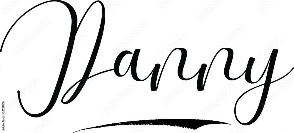 Danny -Male Name Cursive Calligraphy on White Background Stock Vector ...