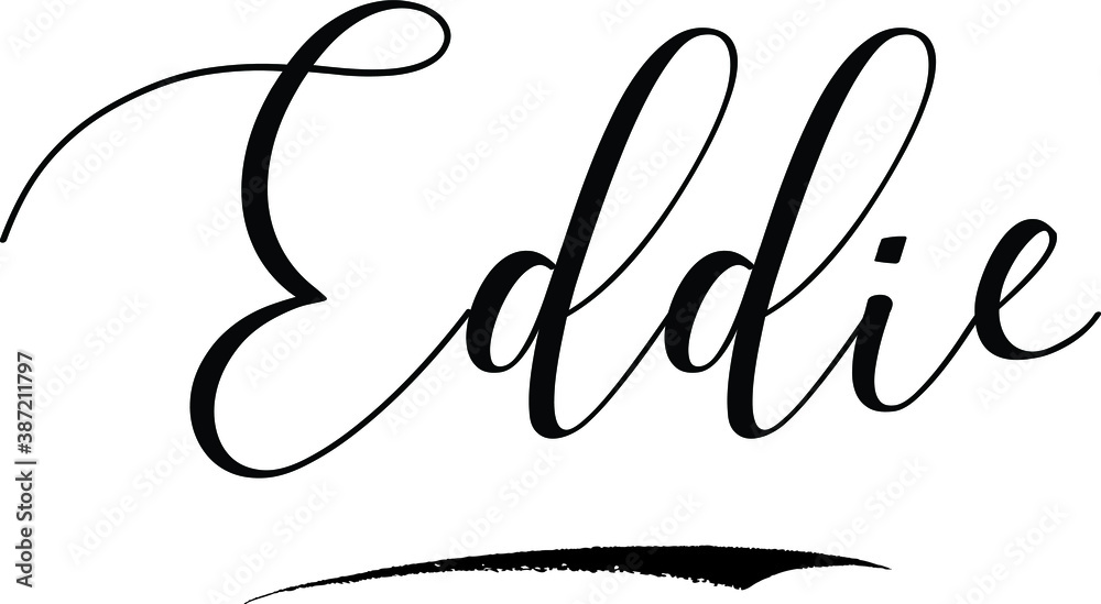 Eddie -Male Name Cursive Calligraphy on White Background Stock Vector ...