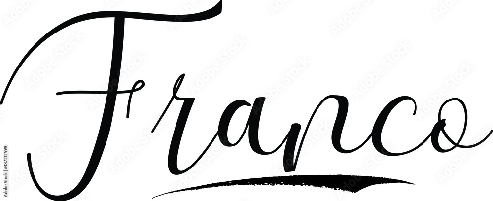 Franco -Male Name Cursive Calligraphy on White Background Stock Vector ...