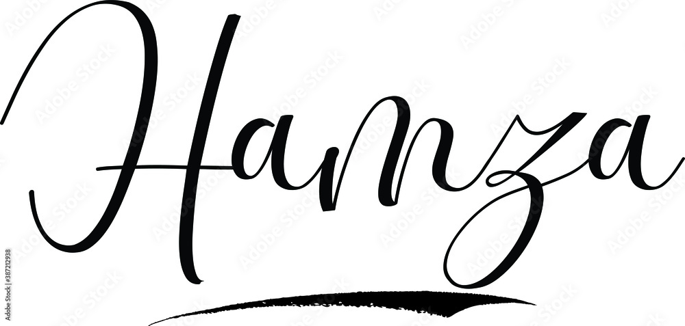 Hamza,-Male Name Cursive Calligraphy on White Background Stock Vector ...