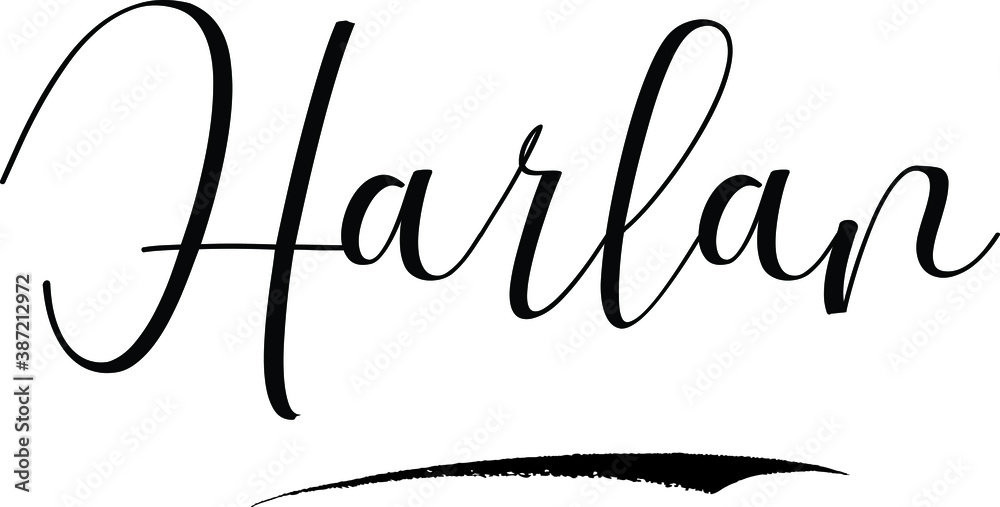Harlan -Male Name Cursive Calligraphy on White Background Stock Vector ...
