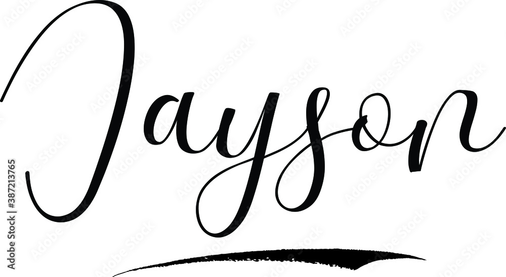 Jayson -Male Name Cursive Calligraphy on White Background Stock Vector ...