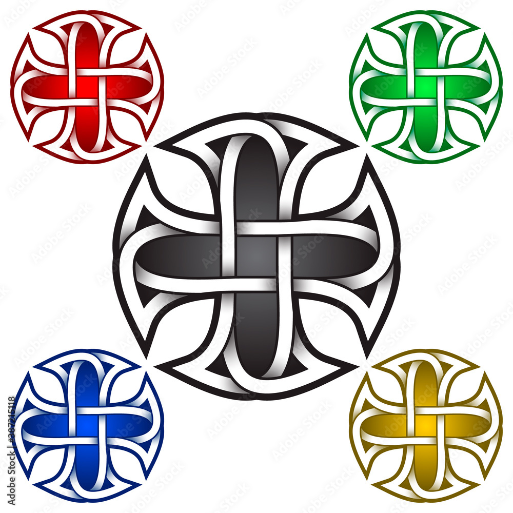 Cruciform logo symbol in Celtic style. Tribal tattoo symbol. Silver ...