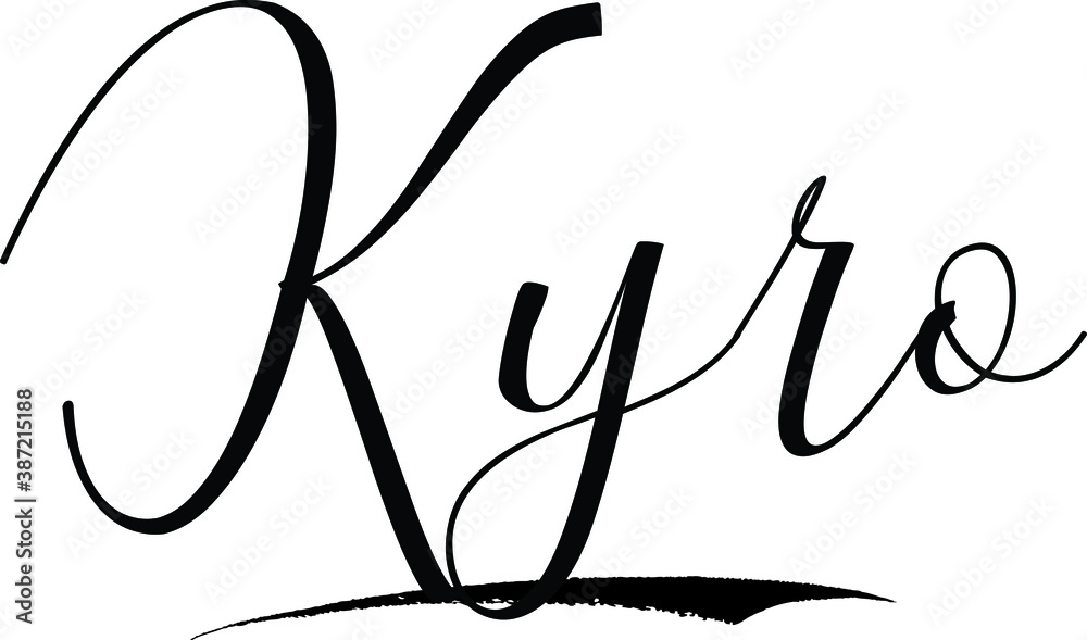 Kyro -Male Name Cursive Calligraphy on White Background Stock Vector ...