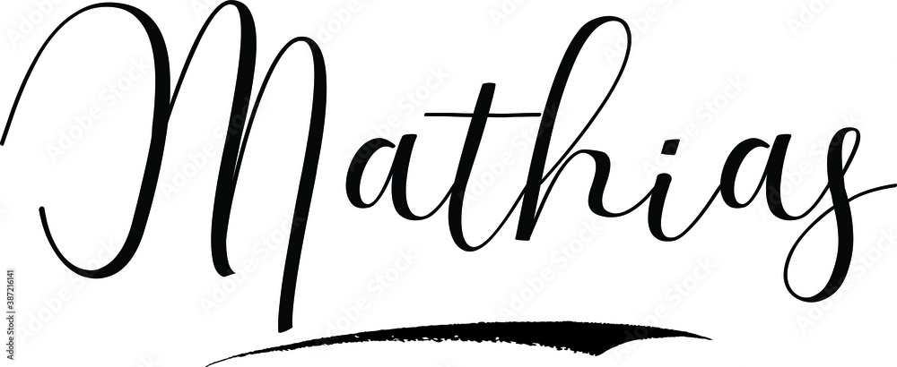 Mathias -Male Name Cursive Calligraphy on White Background Stock Vector | Adobe Stock