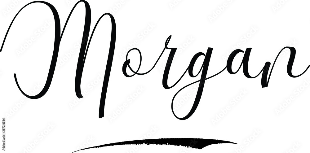 Morgan -Male Name Cursive Calligraphy on White Background Stock Vector ...