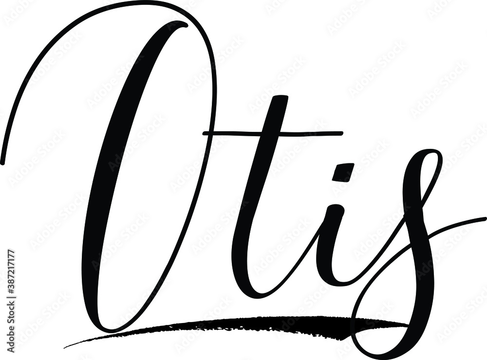 Otis -Male Name Cursive Calligraphy on White Background Stock Vector ...