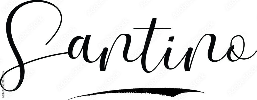 Santino -Male Name Cursive Calligraphy on White Background vector de ...
