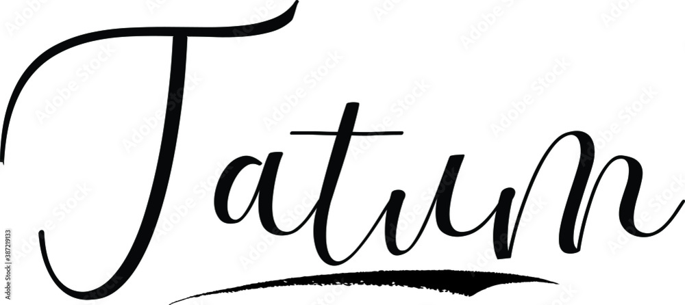 Tatum -Male Name Cursive Calligraphy on White Background Stock Vector ...