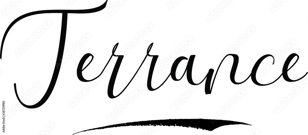 Terrance -Male Name Cursive Calligraphy on White Background Stock ...