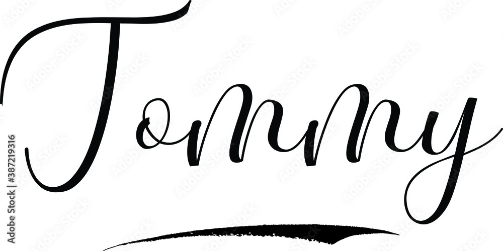 Tommy -Male Name Cursive Calligraphy on White Background Stock Vector ...