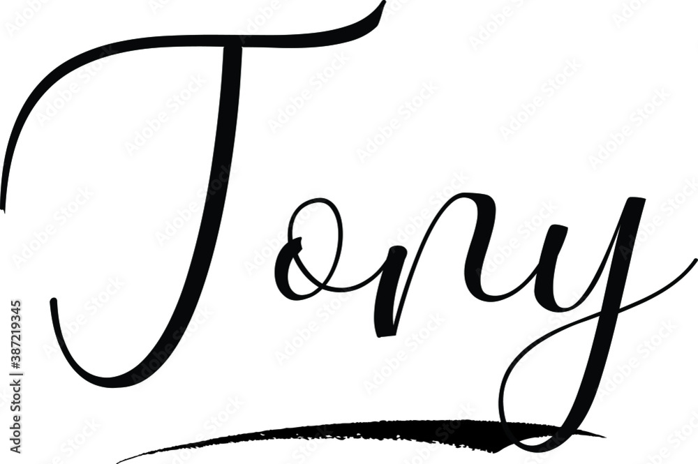 Tony -Male Name Cursive Calligraphy on White Background Stock Vector ...
