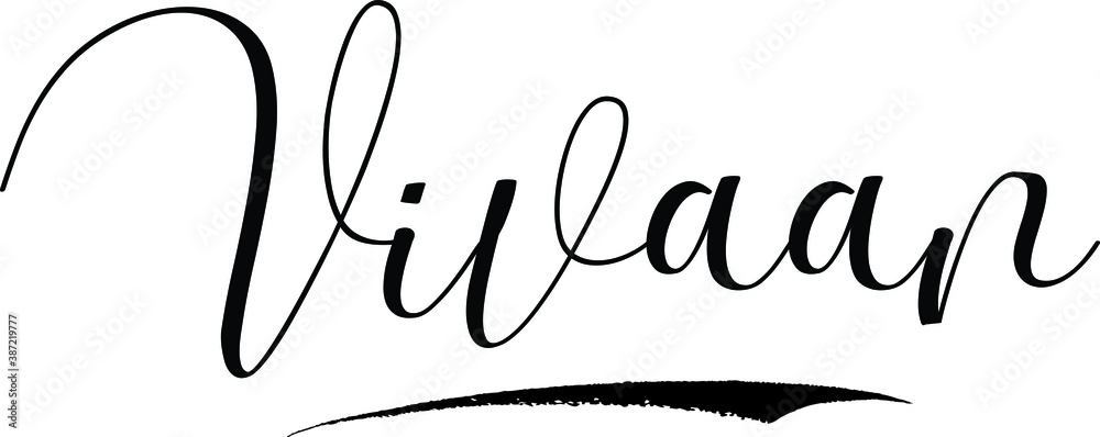 Vivaan -Male Name Cursive Calligraphy on White Background Stock Vector ...
