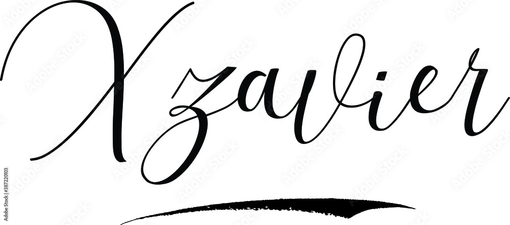 Xzavier -Male Name Cursive Calligraphy on White Background Stock Vector ...