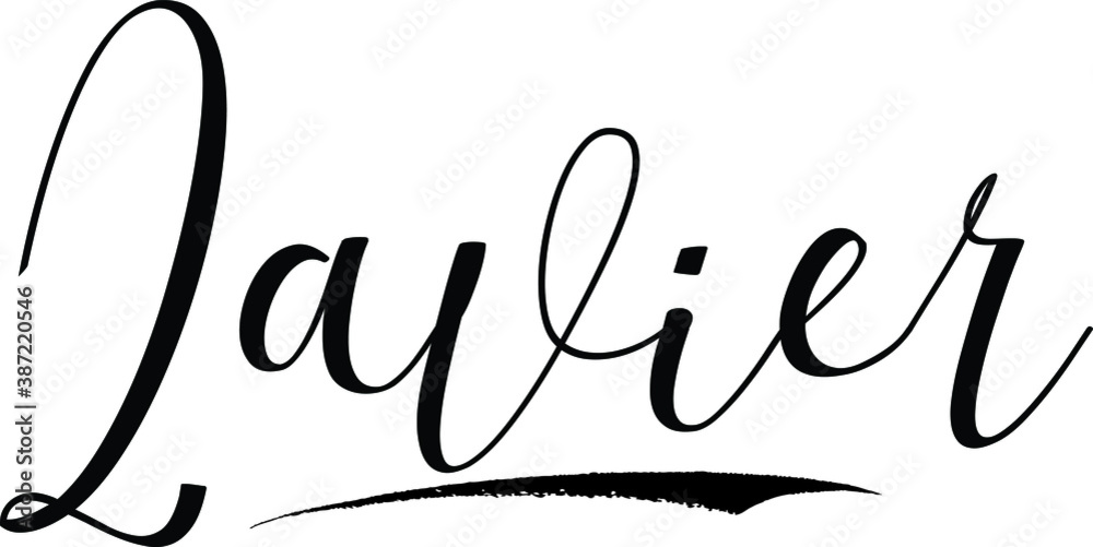 Zavier -Male Name Cursive Calligraphy on White Background Stock Vector ...