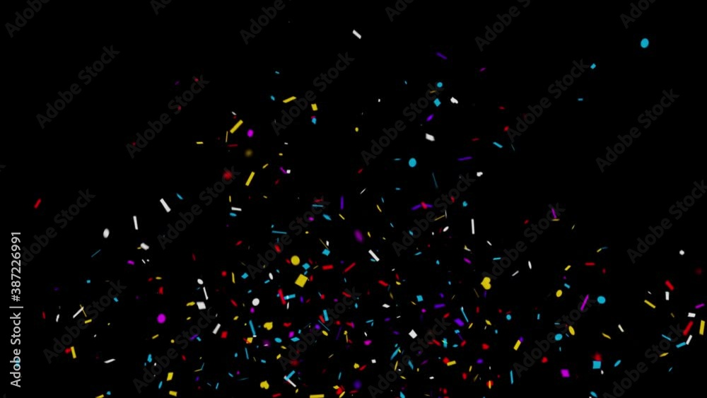 Colorful isolated confetti particles Explosions popper falling 4k ...