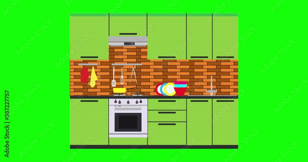 Kitchen design vector illustration interior modern food menu furniture ...