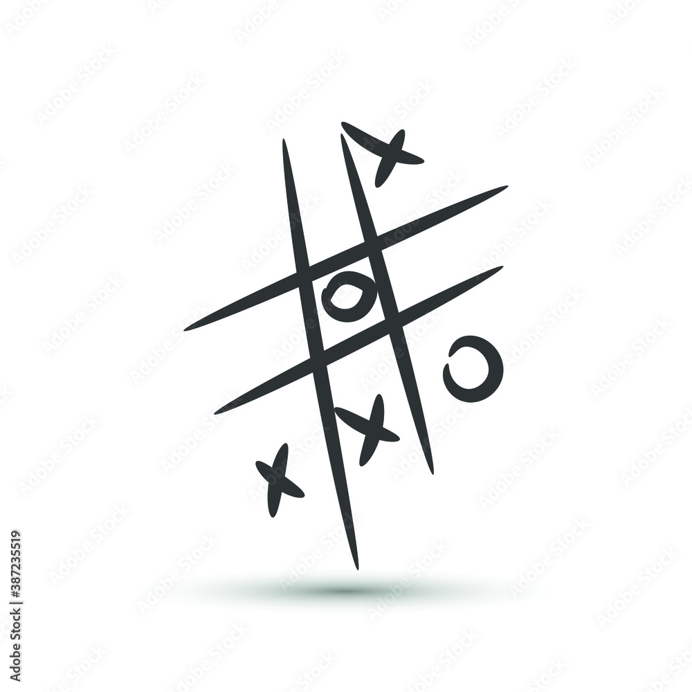 Vector cross zero paper game icon. For design, advertising banner, logo ...