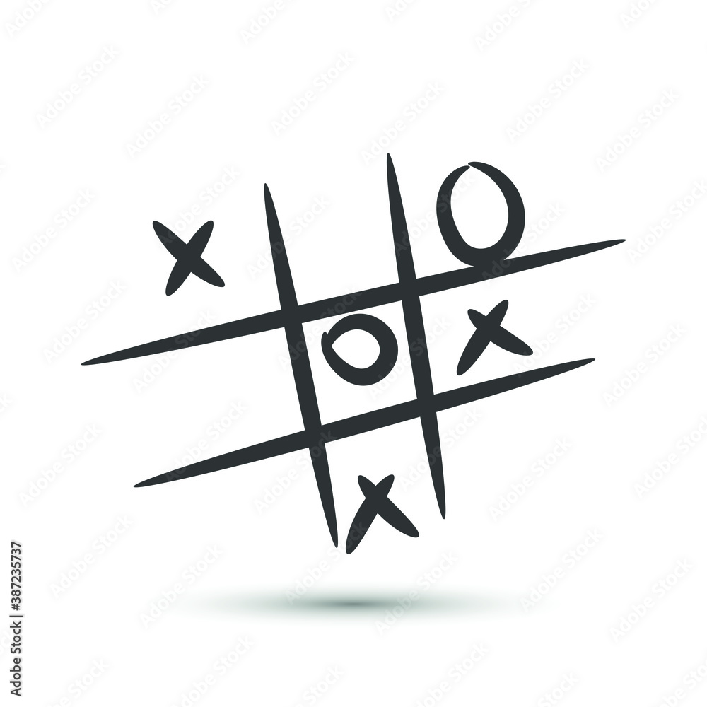 Vector cross zero paper game icon. For design, advertising banner, logo ...