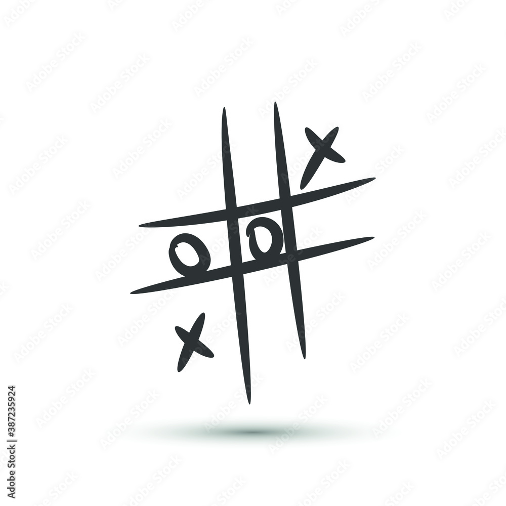 Vector cross zero paper game icon. For design, advertising banner, logo ...