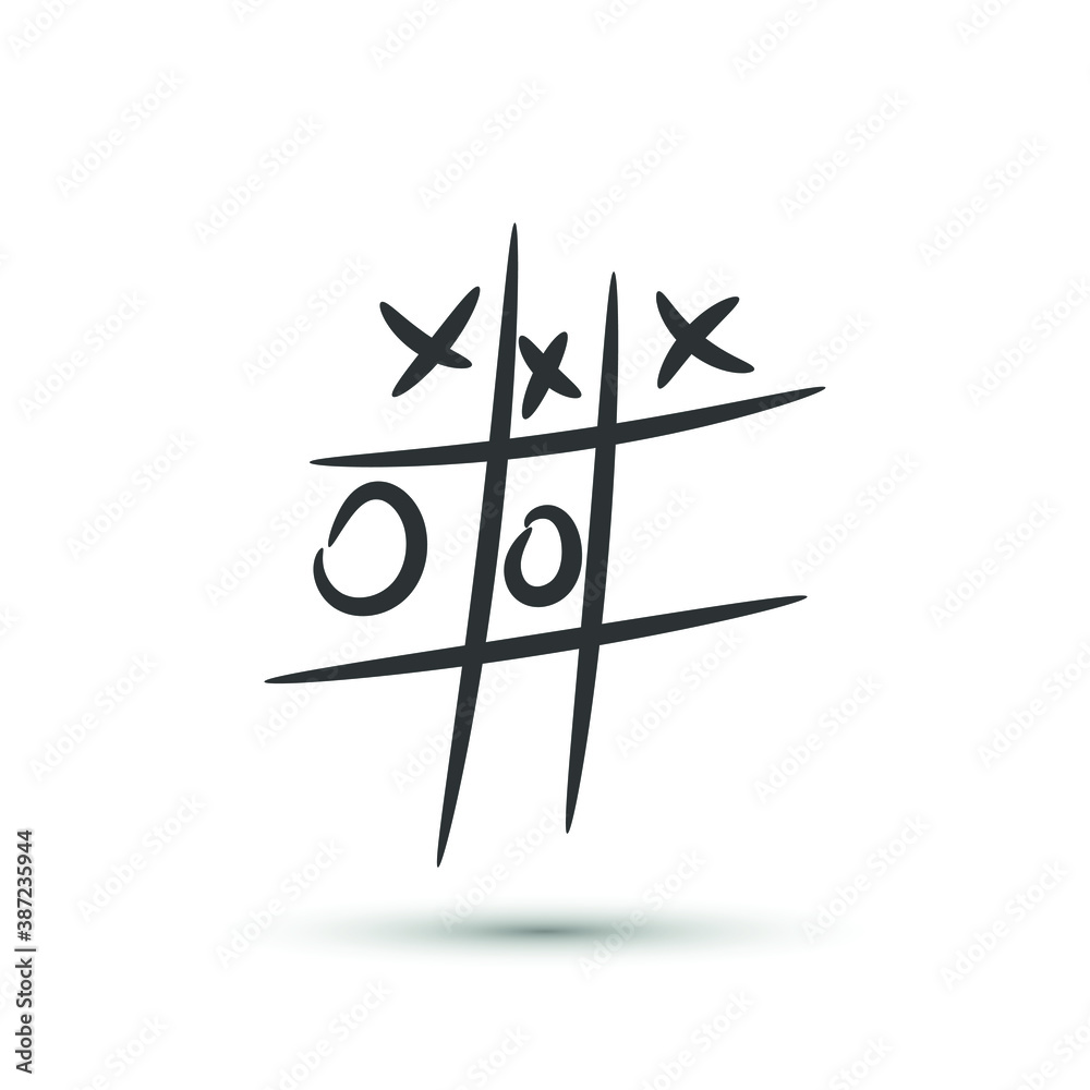 Vector cross zero paper game icon. For design, advertising banner, logo ...