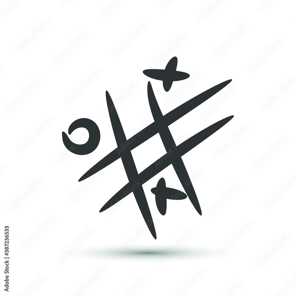 Vector cross zero paper game icon. For design, advertising banner, logo ...