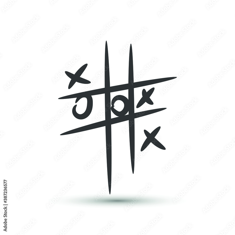 Vector cross zero paper game icon. For design, advertising banner, logo ...