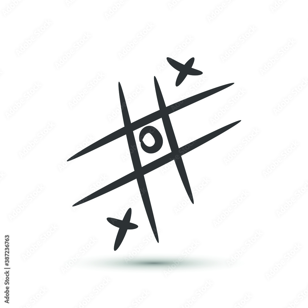Vector cross zero paper game icon. For design, advertising banner, logo ...