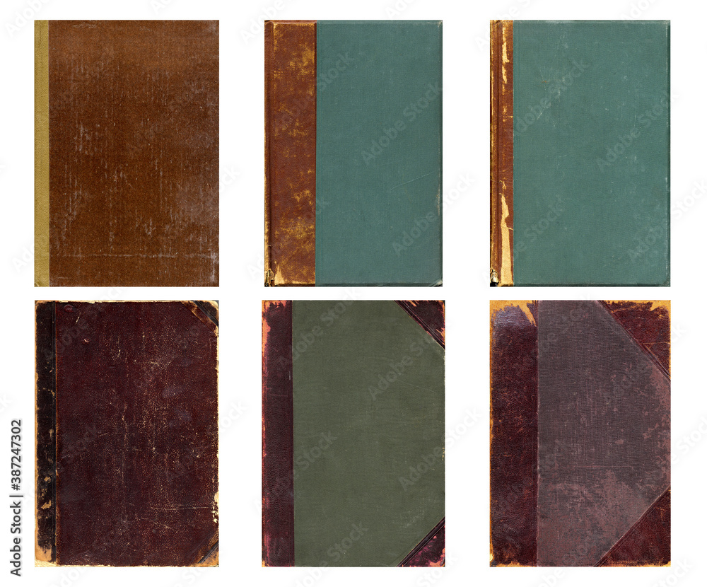 Blank old book covers. Set of vintage textures. Rough faded surface ...