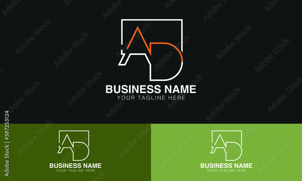 AD initial alphabet logo design creative template vector image Stock ...