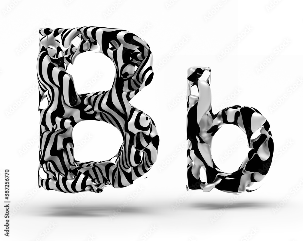 3d render of abstract art of surreal 3d letters uppercase and lowercase ...