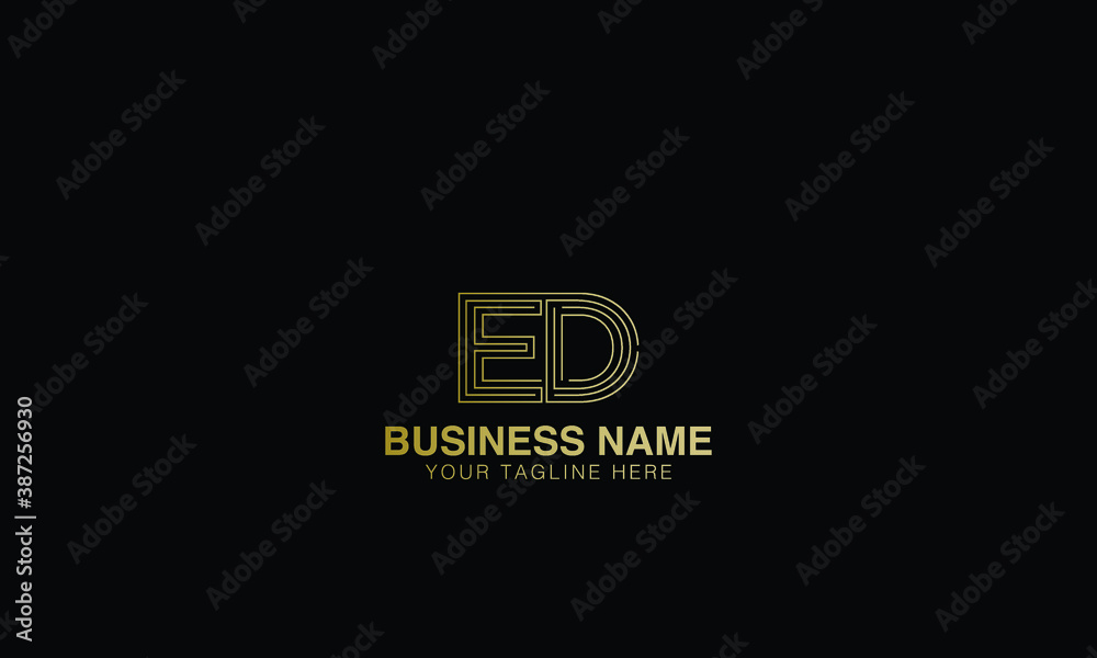 ED initial line art luxury golden color logotype with letter template ...